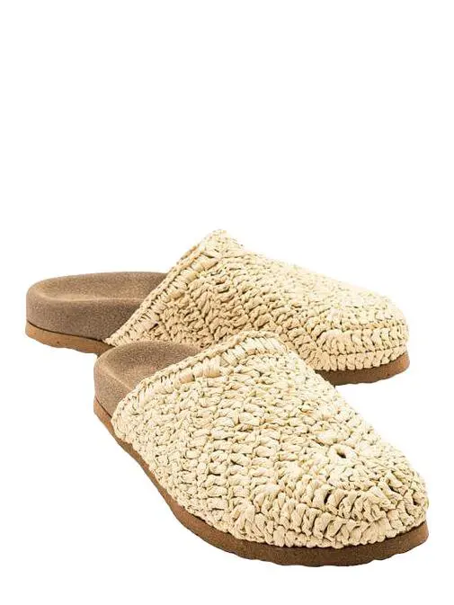 PROLOGUE SHOES Loop Woven Slide Sandal - Beige Faux Leather
