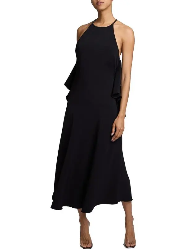 Santorelli Alessia Sleeveless Ruffled Midi Dress - Black
