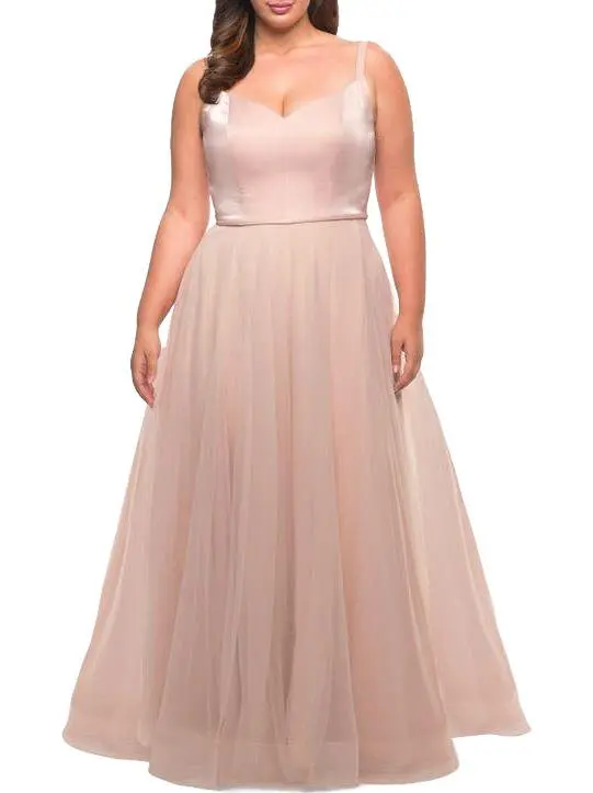 LABOMME A-line Tulle Gown With Satin Bodice - Blush