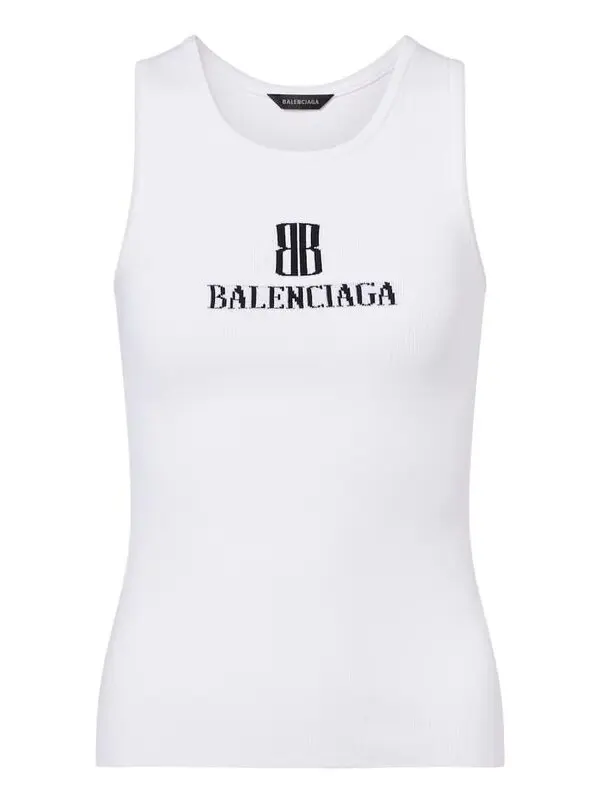 Balenciaga Nano Bb Knitted Tank Top - White