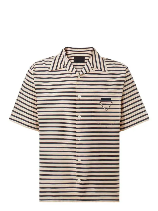 Prada Striped Cotton Bowling Shirt - Brown