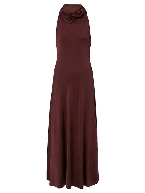 Victoria Beckham Hooded Jersey Midi Dress - Brown