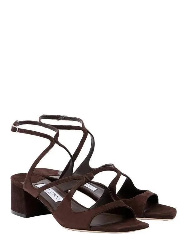 JIMMY CHOO Azilia 45 Suede Sandals - Brown