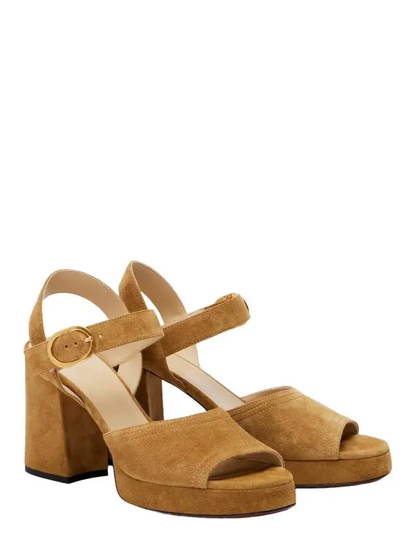 Valentino Garavani Fawcette 100 Suede Platform Sandals - Beige