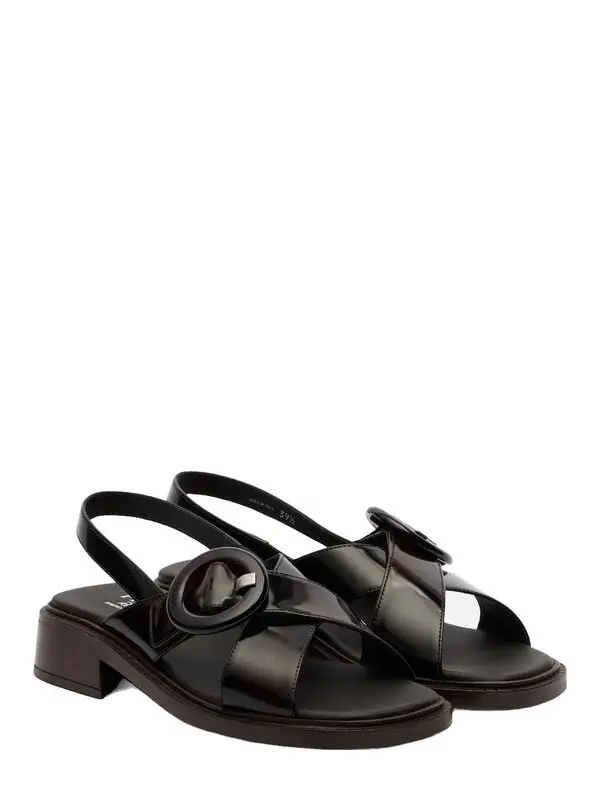 Prada Leather Slingback Sandals - Brown