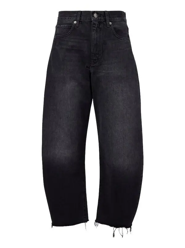 FRAME Bubble Crop High-rise Barrel-leg Jeans - Black