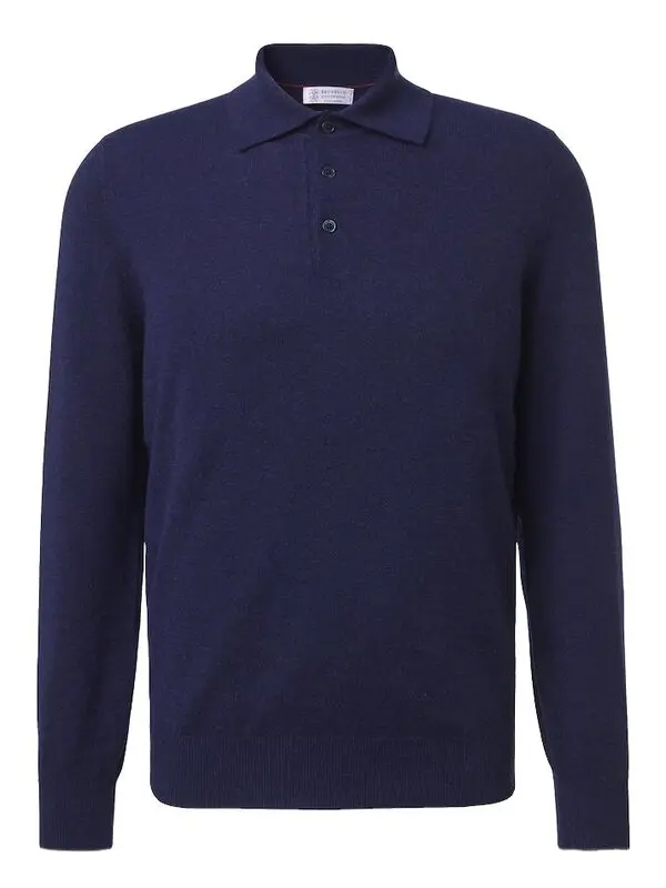 Brunello Cucinelli Cashmere Polo Sweater - Blue