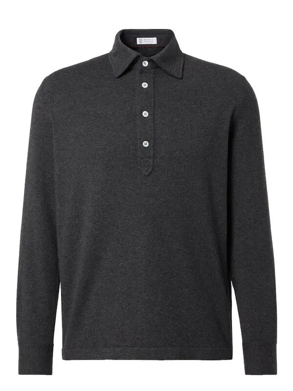 Brunello Cucinelli Cashmere Polo Sweater - Grey