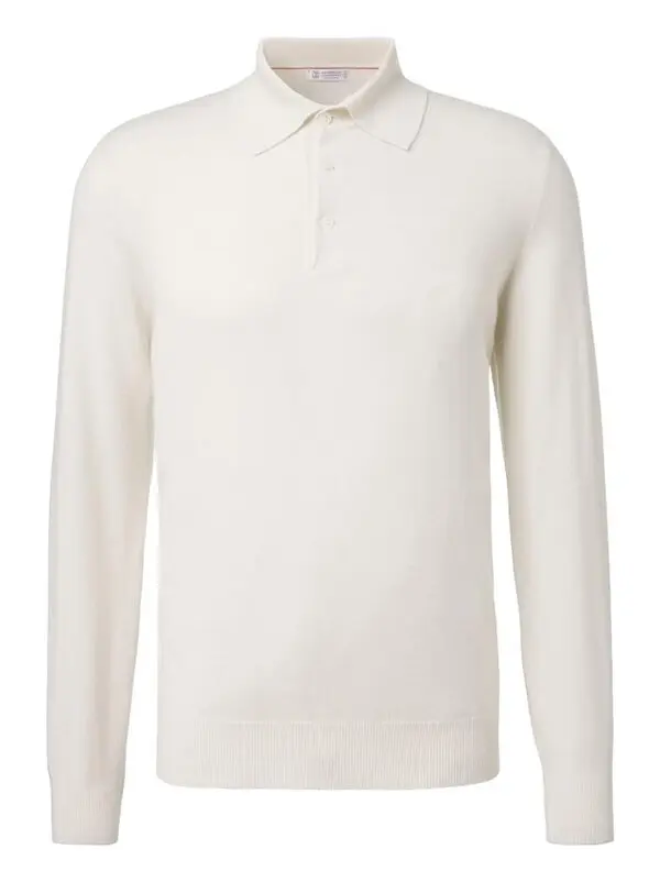Brunello Cucinelli Cashmere Polo Sweater - White