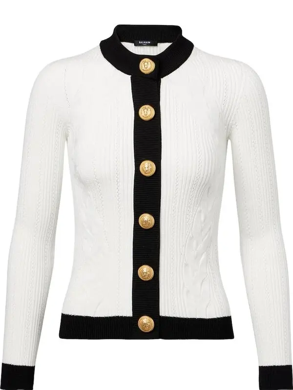 Balmain Cable-knit Cardigan - White