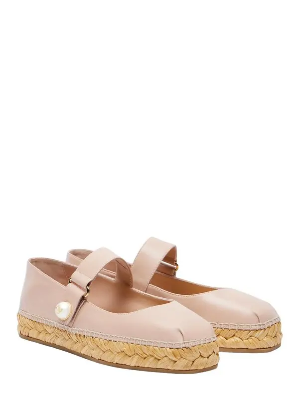 JIMMY CHOO Fayence Leather Espadrilles - Pink