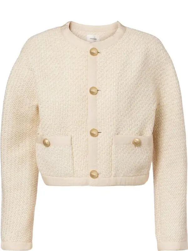 FRAME Trim Cropped Jacket - Beige