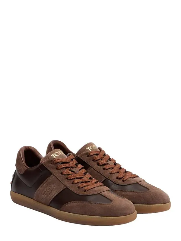TOD'S Tabs Suede And Leather Sneakers - Brown