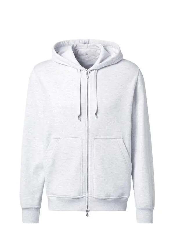 Brunello Cucinelli Cotton-blend Jersey Zip-up Hoodie - Grey