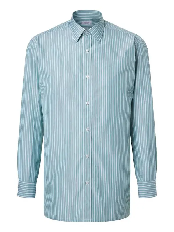 Charvet Striped Cotton Poplin Shirt - Green