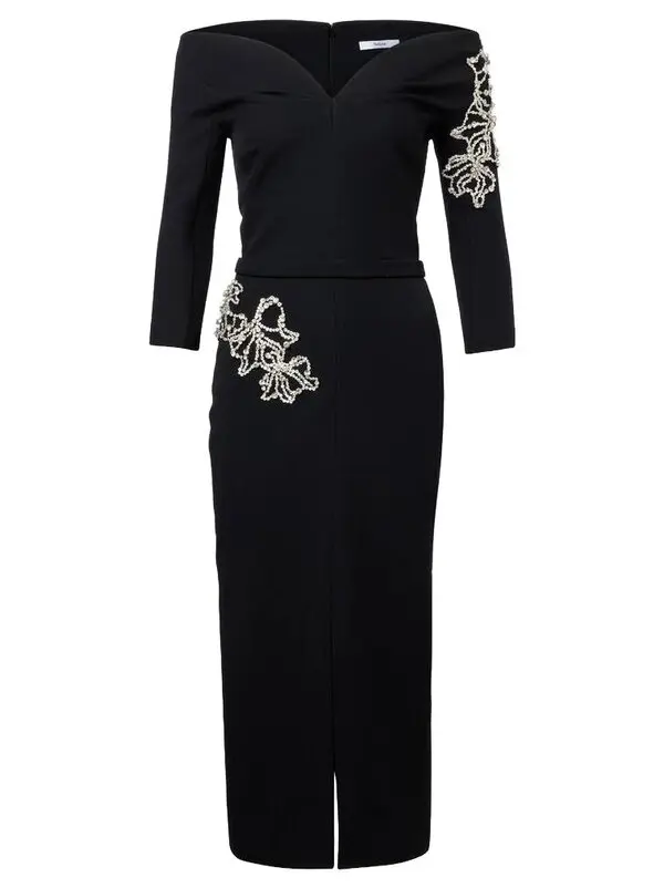 Safiyaa Linda Crystal-embellished Midi Dress - Black