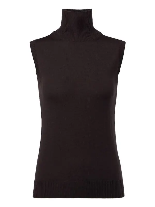 Sportmax Vertigo Knitted Virgin Wool Top - Brown