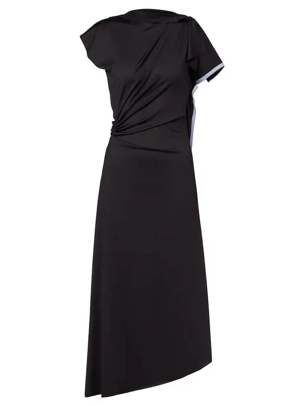 Victoria Beckham Draped Asymmetric Midi Dress - Black