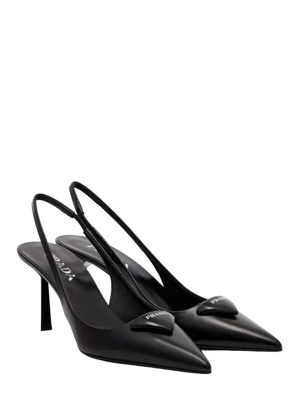 Prada Leather Slingback Pumps - Black