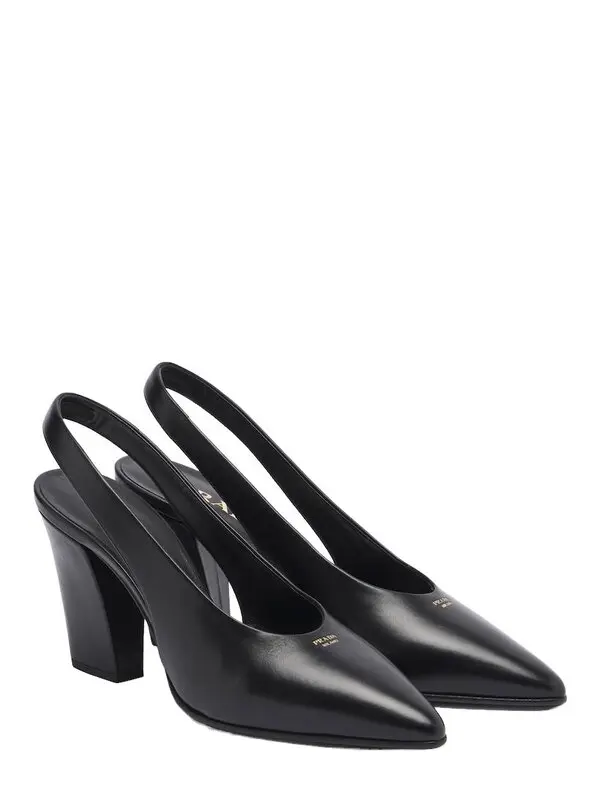 Prada Leather Slingback Pumps - Black