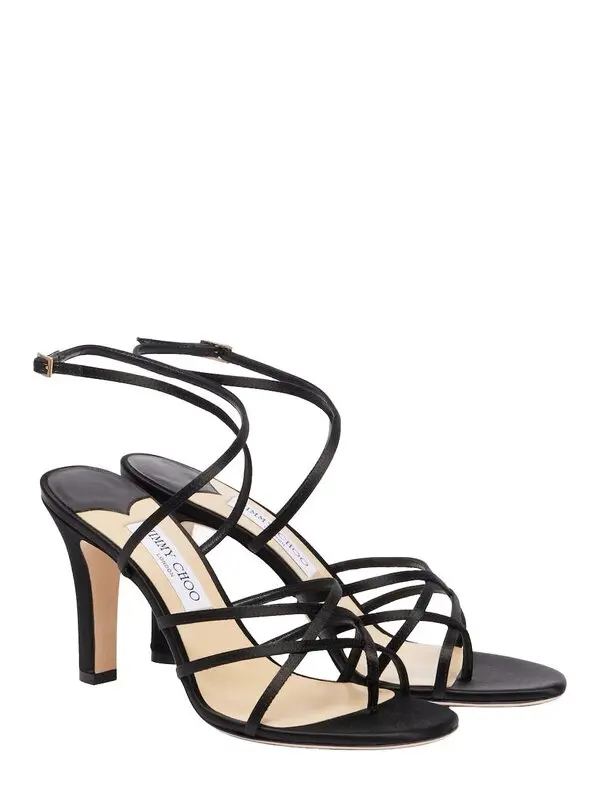 JIMMY CHOO Archive Strappy 100 Satin Sandals - Black