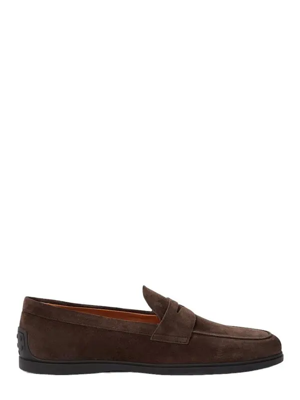 TOD'S Suede Penny Loafers - Brown
