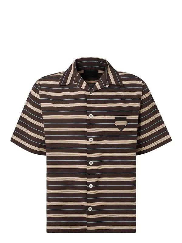 Prada Striped Cotton Bowling Shirt - Brown