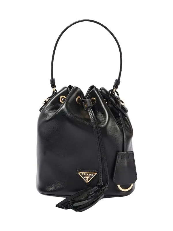 Prada Leather Bucket Bag - Black
