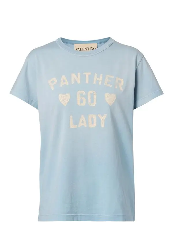Valentino Garavani Printed Cotton T-shirt - Blue