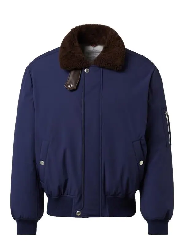 Brunello Cucinelli Shearling-trimmed Bomber Jacket - Blue