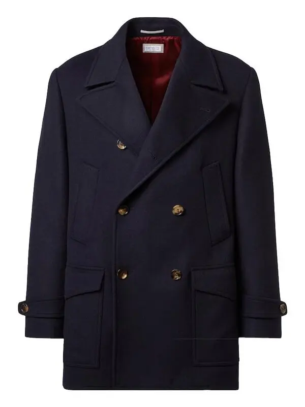 Brunello Cucinelli Wool Pea Coat - Blue