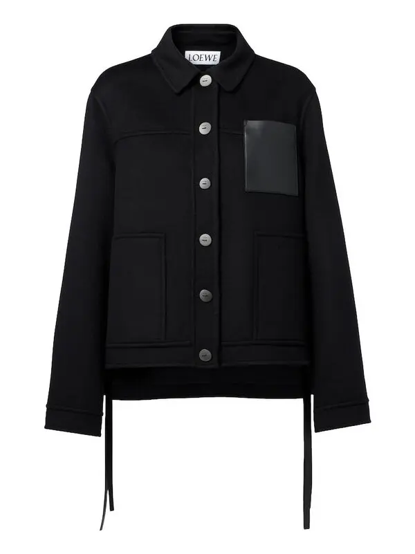 Loewe Wool And Cashmere Jacket With Leather Detailing - Black