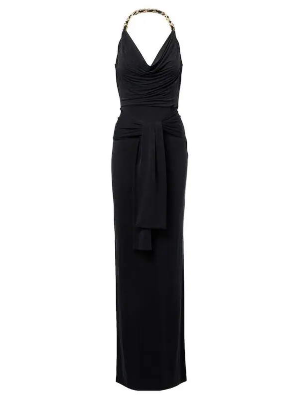 Balmain Draped Gathered Gown - Black