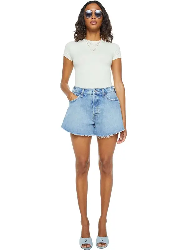 MOTHER The Flutter Denim Shorts - Light Blue