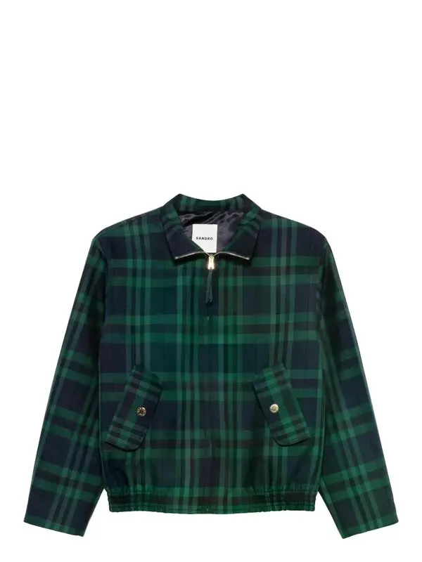 Sandro Checked Bomber Jacket - Green