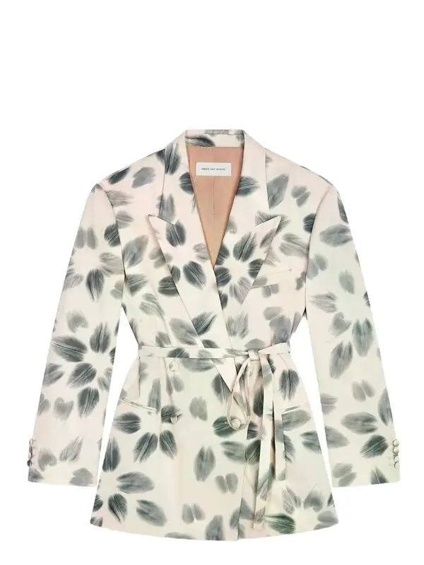 Dries Van Noten Leaf-print Blazer - Neutrals