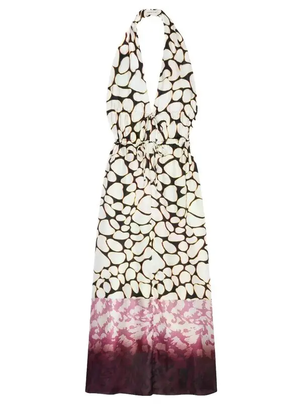 Dries Van Noten Abstract-print Maxi Dress - Neutrals