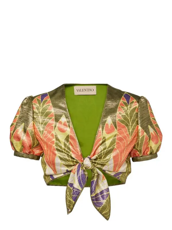 Valentino Garavani Printed Silk-blend Crop Top - Multicoloured