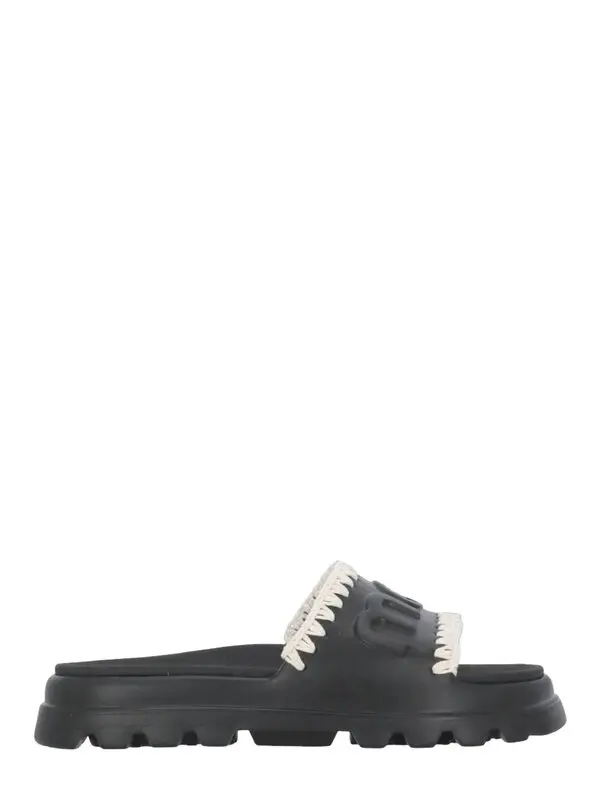 Mou Heeled Slides - Black