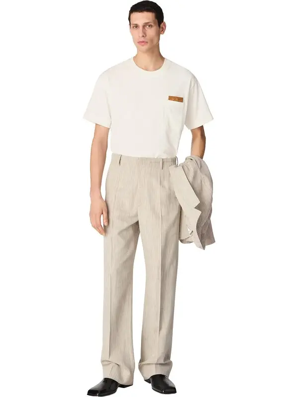 Bottega Veneta Viscose And Silk Straight Leg Pants - Grey Putty