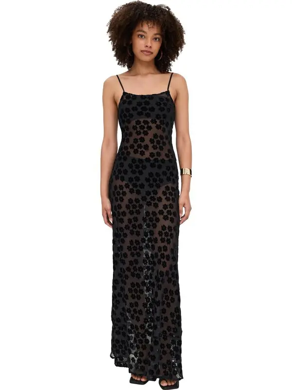 VRG GRL Iris Bias Cut Maxi Dress - Black
