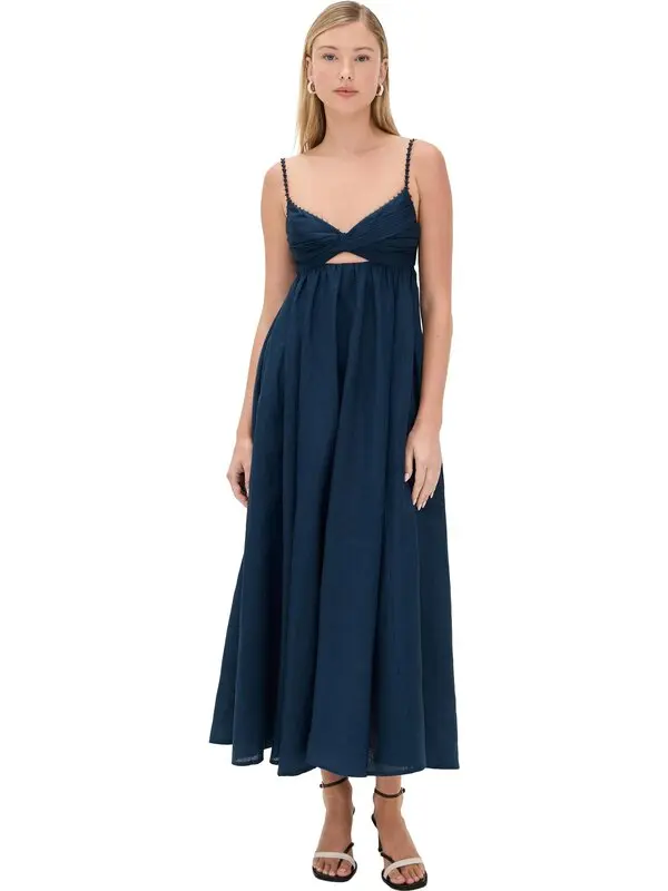 Zimmermann Ascension Twist Front Dress - Dark Blue