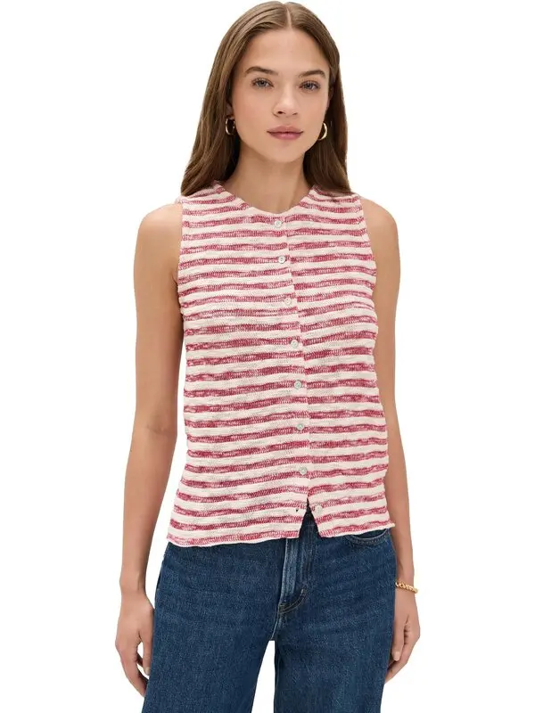 Madewell Crew Neck Stripe Sweater Vest - Festival Red