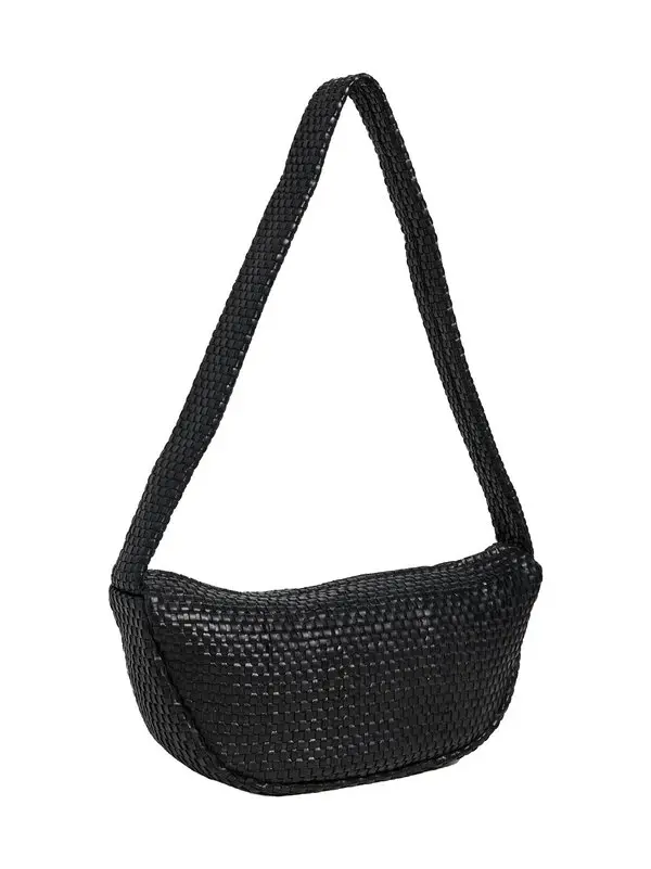 ST. AGNI Lattice Weave Crescent Bag - Black