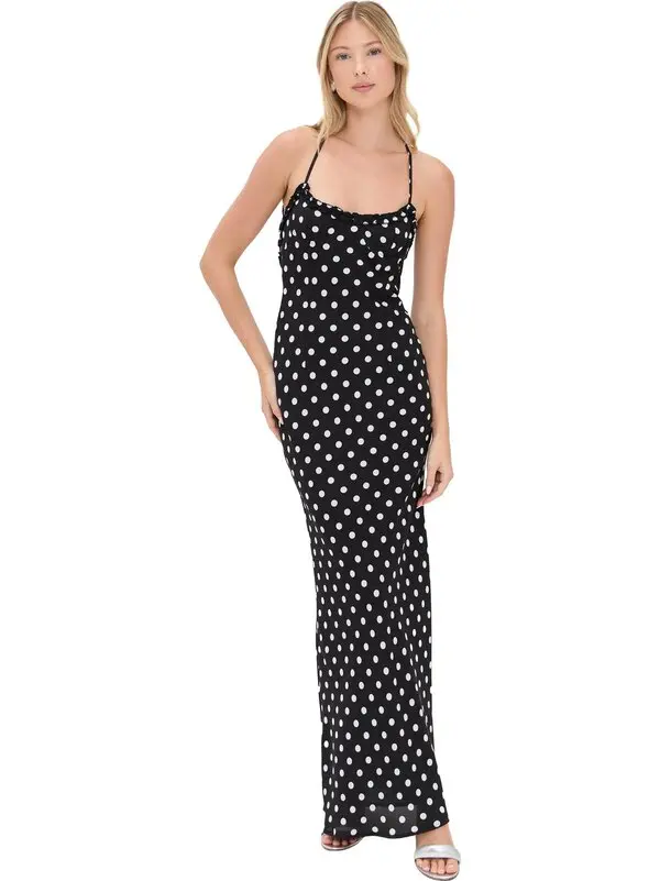 RUNAWAY THE LABEL Monet Maxi Dress - Black Polka Dot