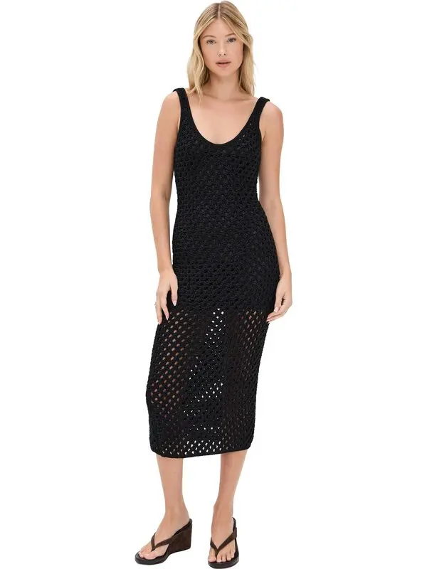 Le Superbe St. Tropez Crochet Midi Dress - Black