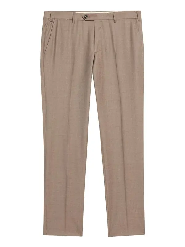 Giorgio Armani Wool Sharkskin Flat Front Trousers - Solid Light/pastel G