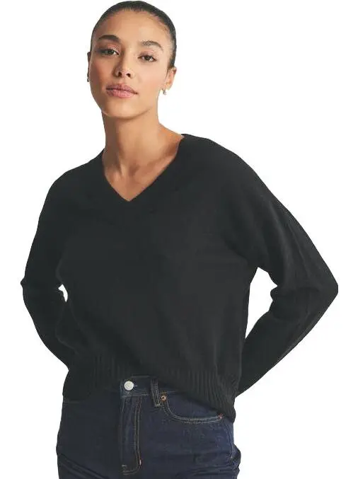 Naadam Signature Cashmere Classic V-neck Sweater - Black