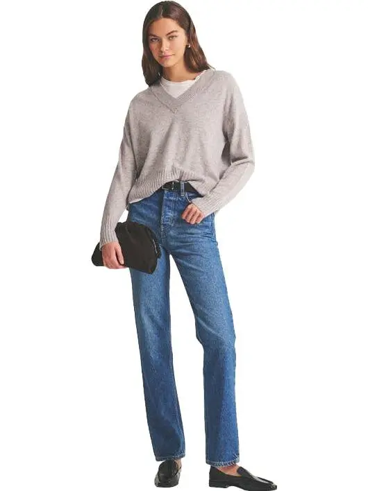 Naadam Signature Cashmere Classic V-neck Sweater - Cement