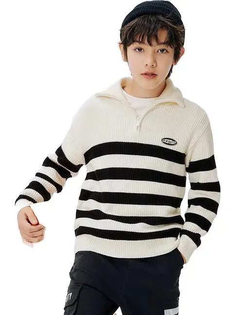 BALABALA Striped Half-zip Sweater - White
